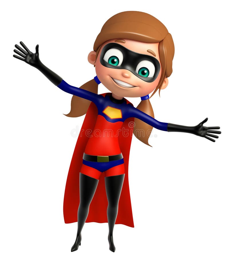 Supergirl with Funny pose stock illustration. Illustration of child ...