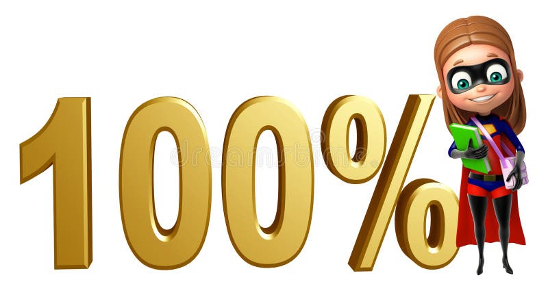 Supergirl with 100 sign stock illustration. Illustration of adventure ...