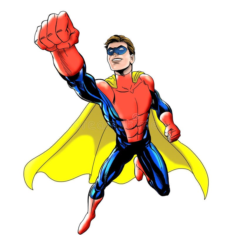 Superheld in Pose Isoliert Auf Weißem Hintergrund Stock Abbildung ...