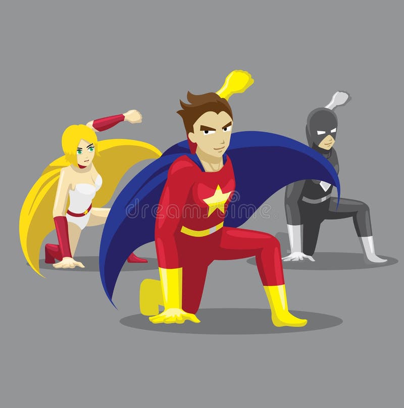 Superheld-Satz Wirft Landung Der Karikatur-Vektor-Illustrations-12 Auf ...