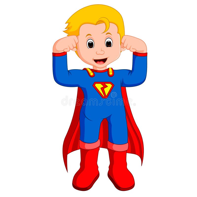 Superheldkinderkarikatur vektor abbildung. Illustration von glücklich ...