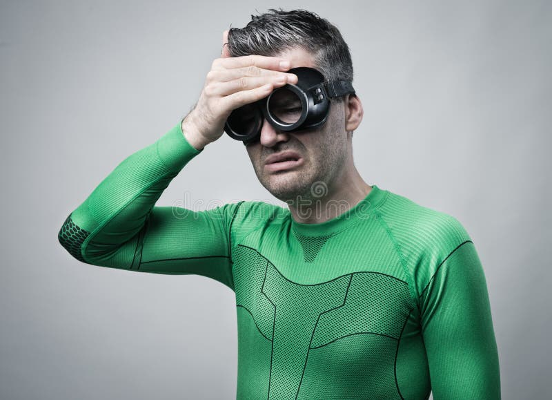 Superhero with Bad Headache Stock Image - Image of funny, fictional ...