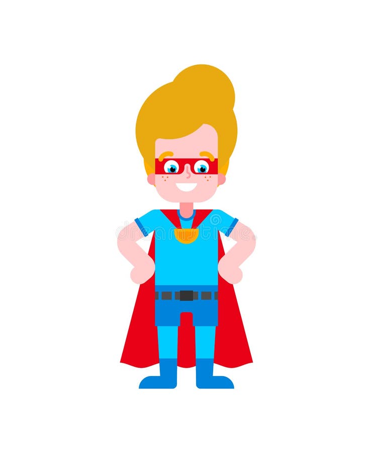Superhero Boy. Super Kid in Cloak and Mask. Superpowers Guy Stock ...