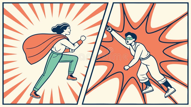 Superhero Breaking through Wall, Dynamic Action Scene, Vector Design ...