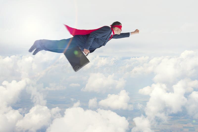 Superhero Businessman in Flight Stock Image - Image of challenge, humor ...