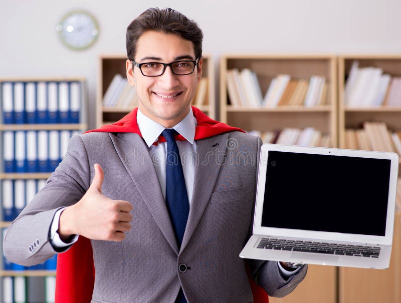 Superhero Businessman Working in the Office Stock Photo - Image of ...