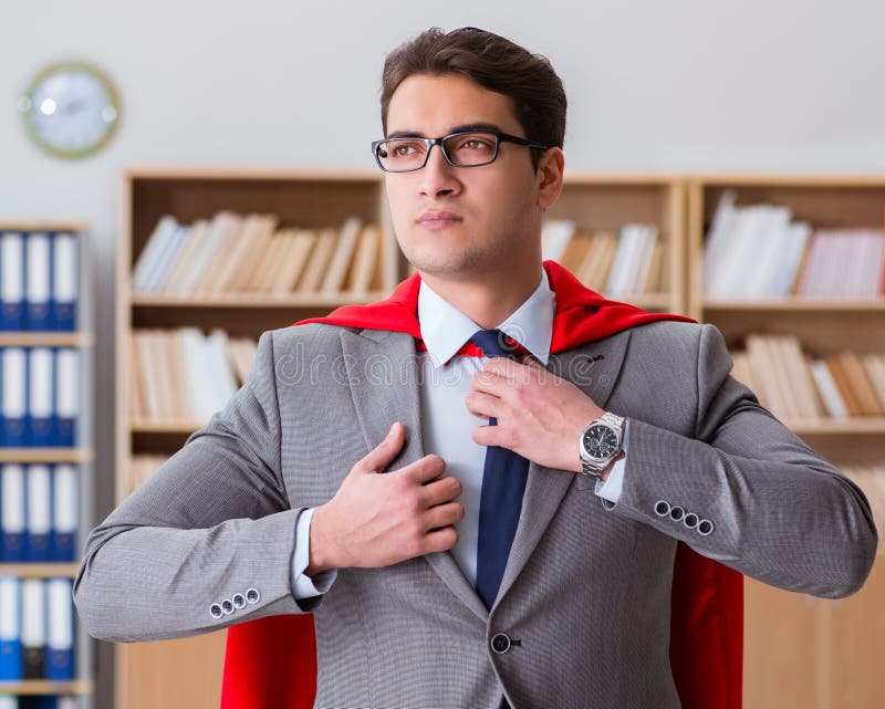 Superhero Businessman Working in the Office Stock Photo - Image of ...