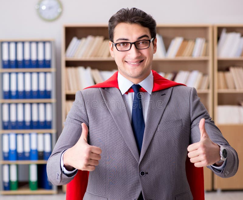Superhero Businessman Working in the Office Stock Photo - Image of ...