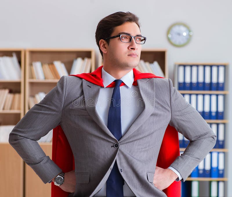 Superhero Businessman Working in the Office Stock Photo - Image of ...