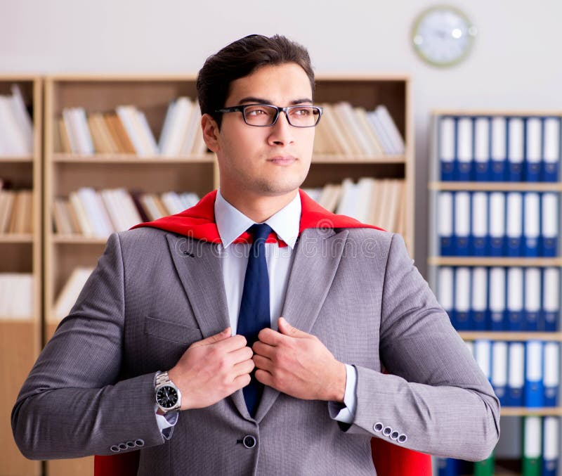 Superhero Businessman Working in the Office Stock Photo - Image of ...