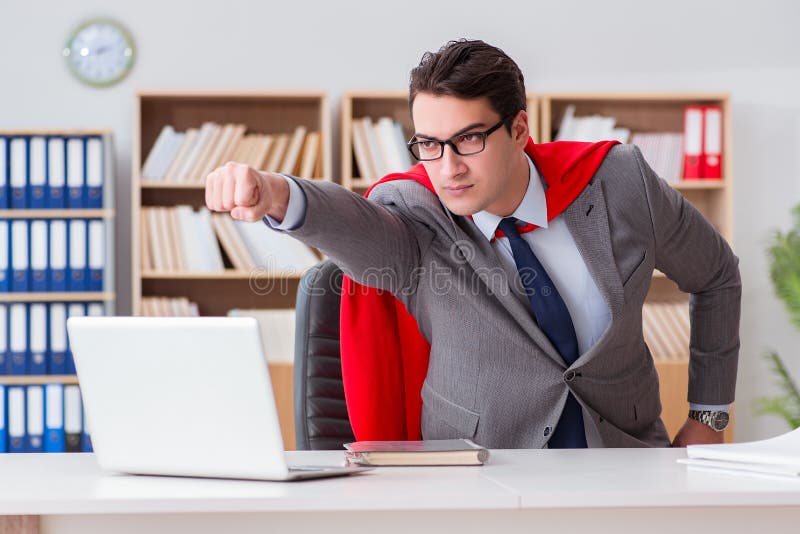 The Superhero Businessman Working in the Office Stock Image - Image of ...