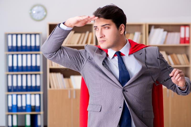 The Superhero Businessman Working in the Office Stock Image - Image of ...