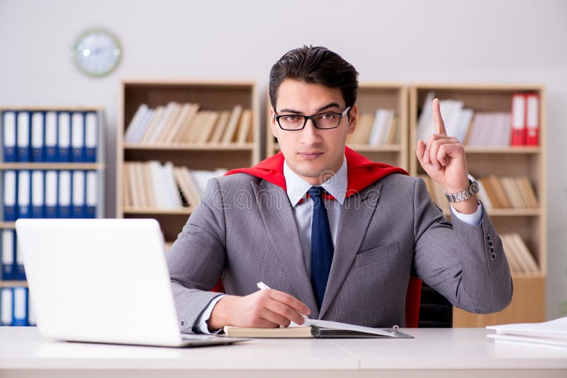 The Superhero Businessman Working in the Office Stock Image - Image of ...