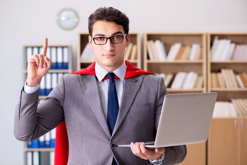 The Superhero Businessman Working in the Office Stock Photo - Image of ...