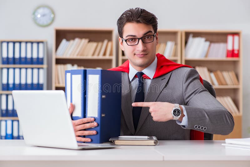 The Superhero Businessman Working in the Office Stock Photo - Image of ...