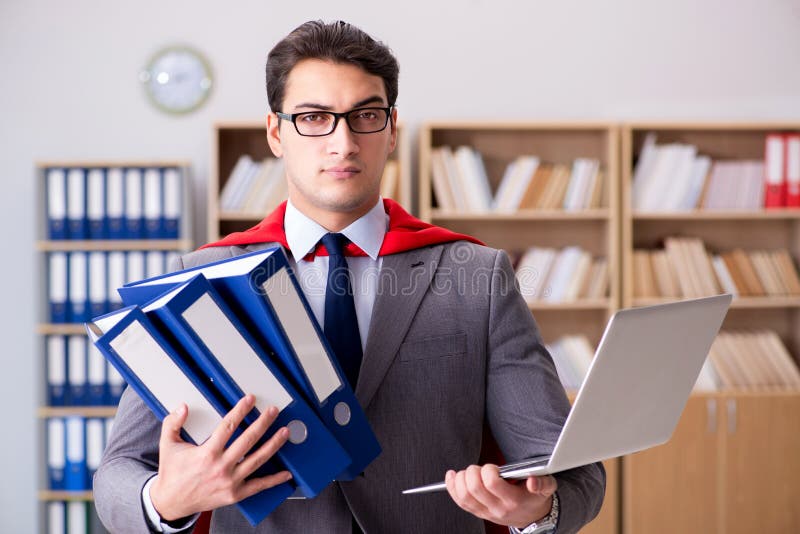 The Superhero Businessman Working in the Office Stock Photo - Image of ...
