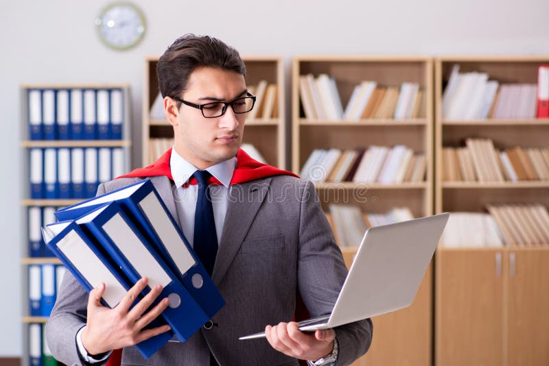 The Superhero Businessman Working in the Office Stock Photo - Image of ...