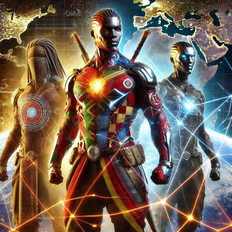 The Unity Striker - AI Super Hero Original Art Illustration. Stock ...