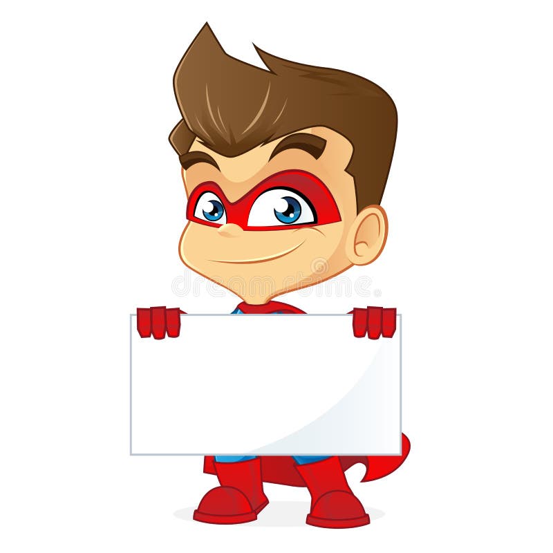 Superhero holding sign stock vector. Illustration of teen - 64131491
