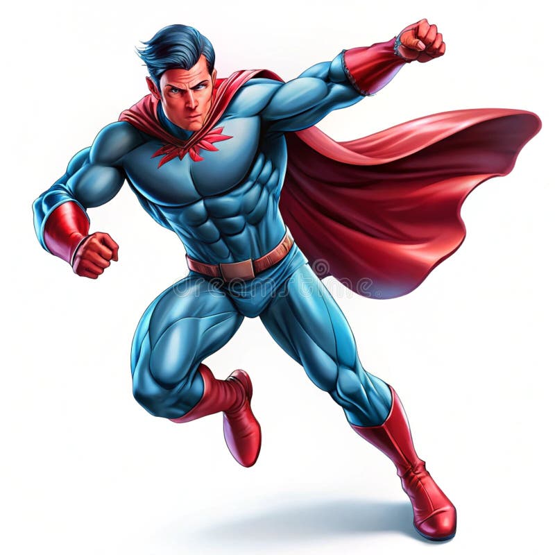 Superhero Character in Dynamic Action Pose Stock Illustration ...
