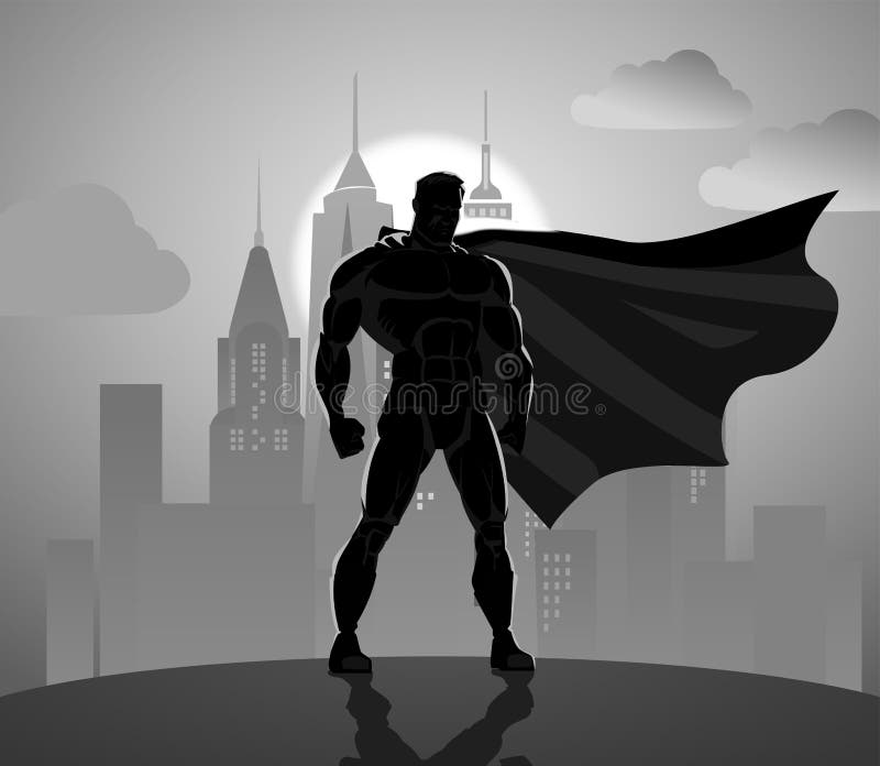 Superhero in City stock vector. Illustration of night - 45691006