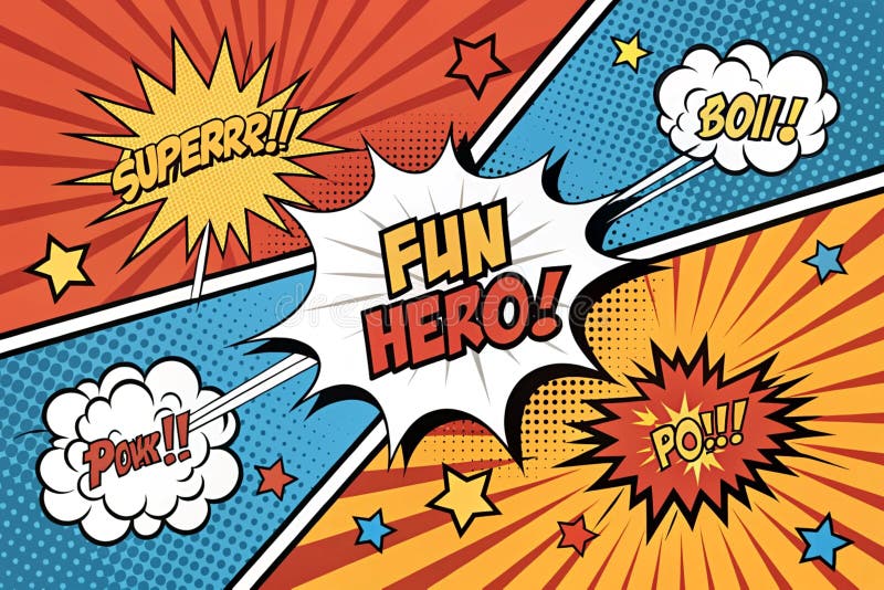 Superhero Comic Book Action Background with Dynamic Effects Stock ...