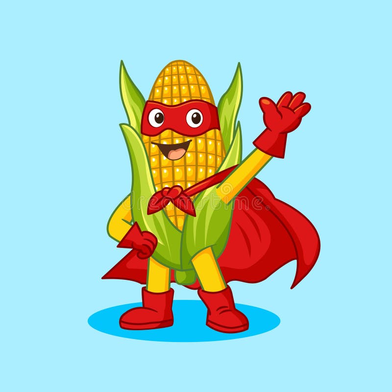 Superhero Corn Cob Cartoon Vector Stock Vector - Illustration of vector ...
