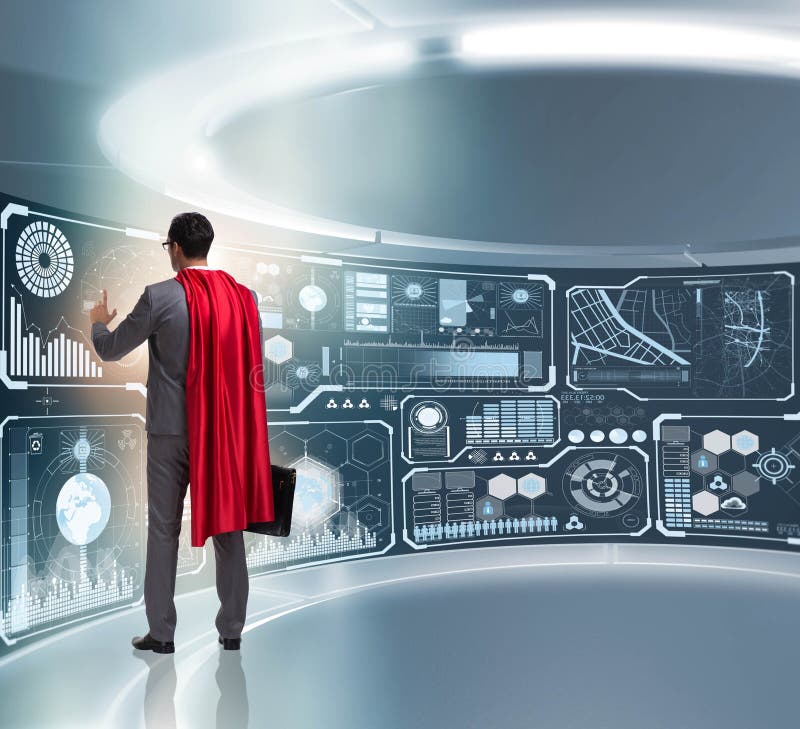 Superhero in Data Management Concept Stock Illustration - Illustration ...