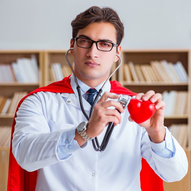 Superhero Doctor Working in the Hospital Lab Stock Image - Image of ...