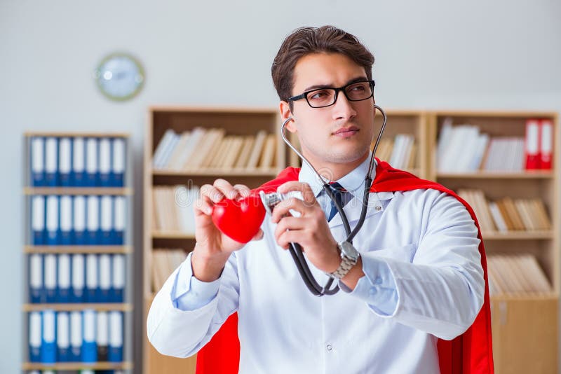 The Superhero Doctor Working in the Hospital Lab Stock Image - Image of ...