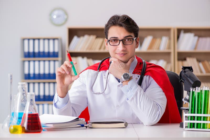 The Superhero Doctor Working in the Lab Hospital Stock Image - Image of ...