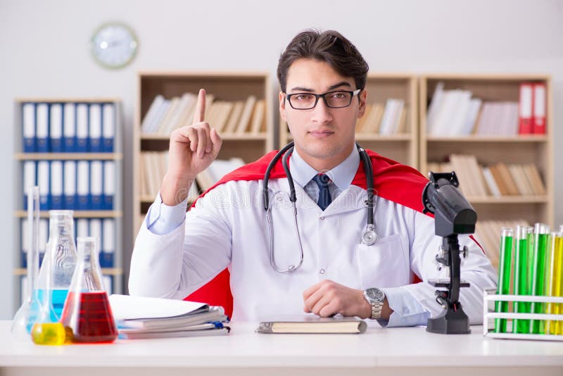 The Superhero Doctor Working in the Lab Hospital Stock Photo - Image of ...