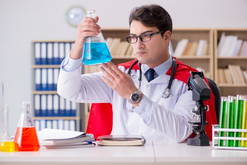 The Superhero Doctor Working in the Lab Hospital Stock Image - Image of ...