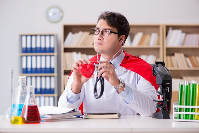 The Superhero Doctor Working in the Lab Hospital Stock Photo - Image of ...