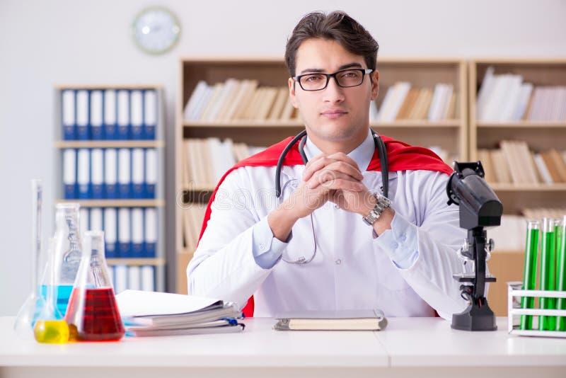 The Superhero Doctor Working in the Lab Hospital Stock Photo - Image of ...