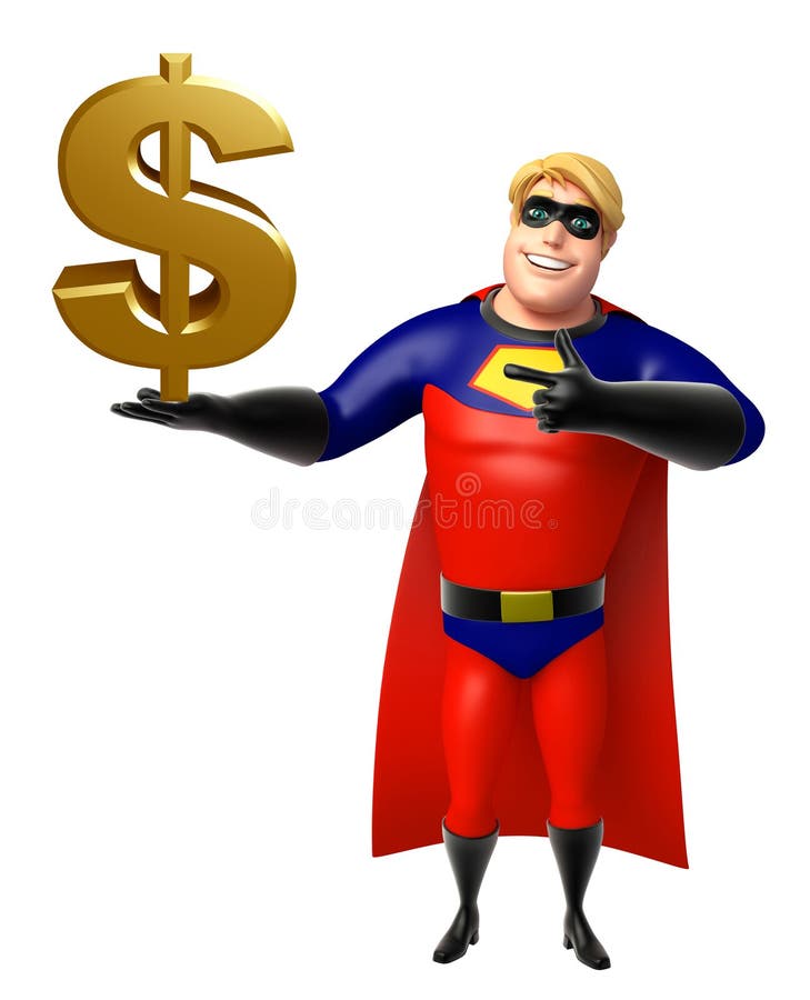 Superhero with dollar sign stock illustration. Illustration of ...