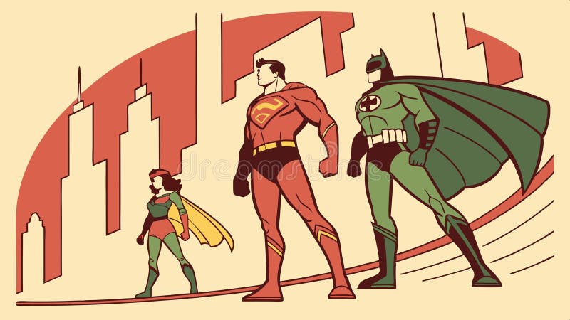 Superhero Duo in Action, Comic Book Heroes and Dynamic Pose Vector ...