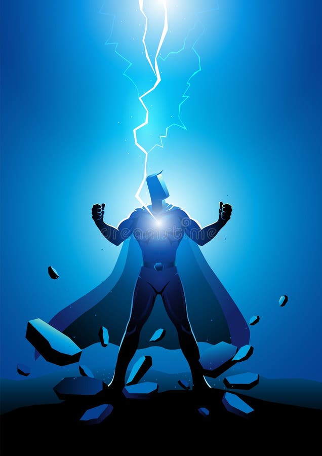 Superhero Electrically Charged by Thunder Strike Stock Vector ...