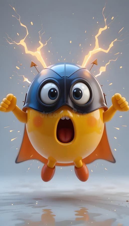 Superhero Emoticon: 3D Render of a Flying Yellow Emoticon in a ...
