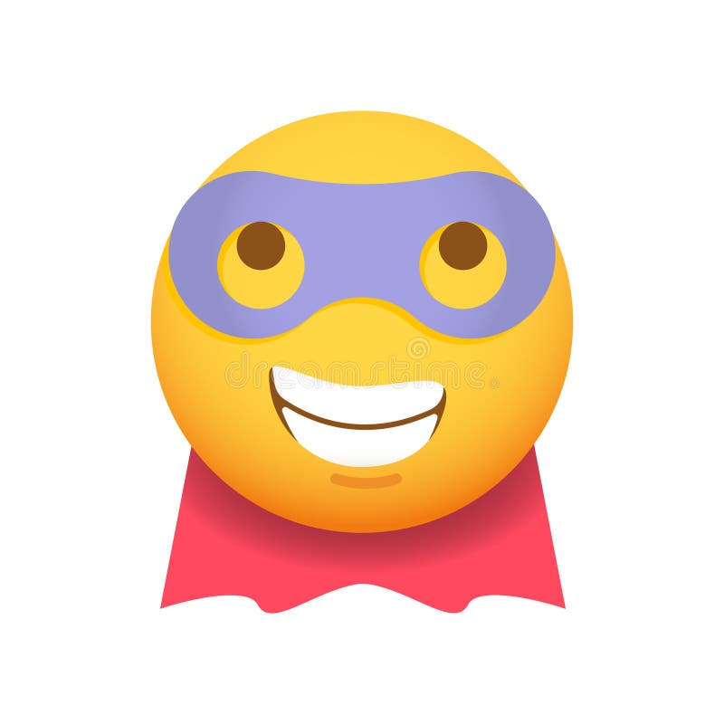 Superhero Emoticon. Vector Emoji Smiley with Mask and Cape Stock Vector ...