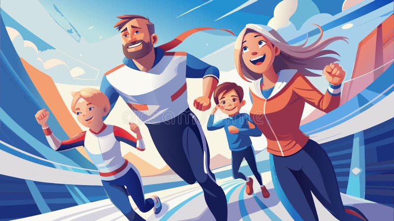 Superhero Family Running through the City with Joy Stock Vector ...