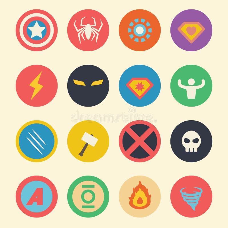 Superhero flat icons stock vector. Illustration of flat - 40393015