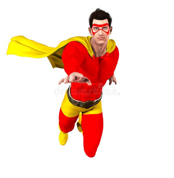 Superhero in Flight stock illustration. Illustration of muscles - 37690406