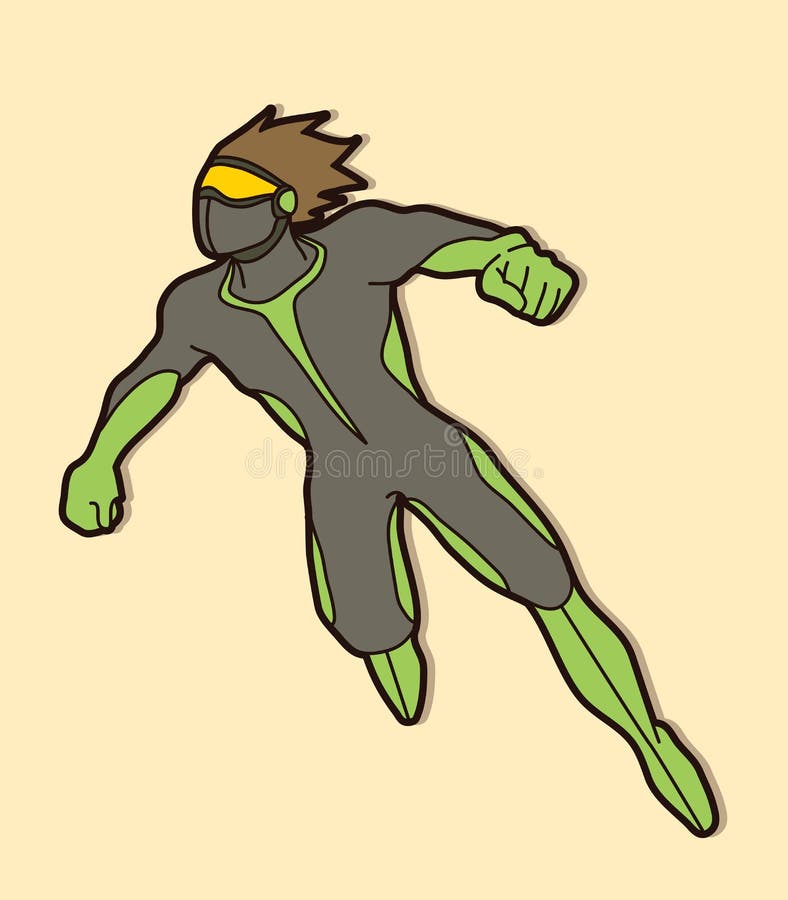 Superhero Flying Action, Cartoon Superhero Stock Vector - Illustration ...