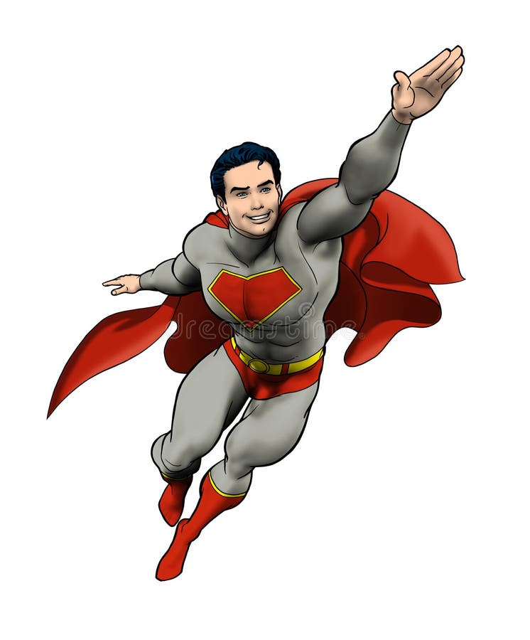 Superhero Flying into Action Stock Illustration - Illustration of ...