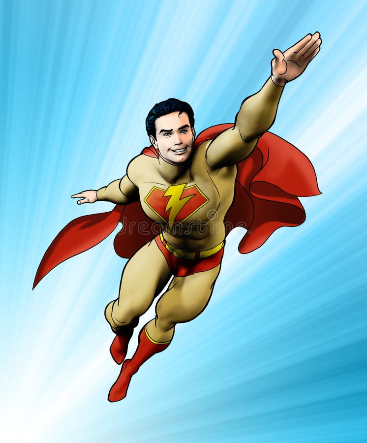 Superhero Flying into Action Stock Illustration - Illustration of speed ...