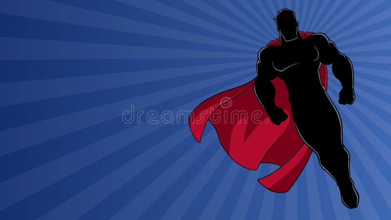 Superhero Flying Ray Light Background 2 Silhouette Stock Vector ...