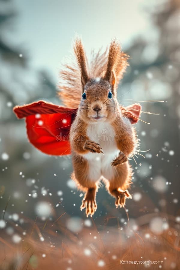 Superhero Flying Squirrel on Gradient Pastel Backdrop with Ample Text ...