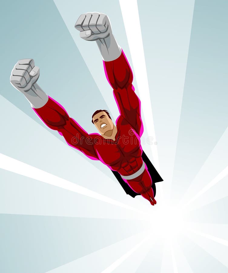 Superhero Flying Vector Illustration Isolated. Cartoon Hero Stock ...