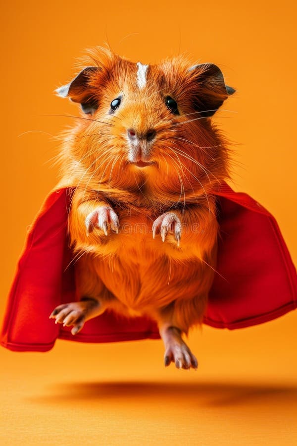Superhero Guinea Pig Flying on Pastel Gradient Backdrop with Ample ...